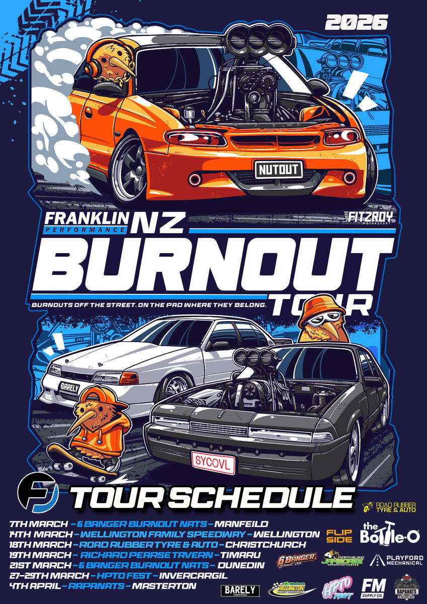 The Franklin Performance New Zealand Burnout Tour 2026 – Fitzroy Motorsport